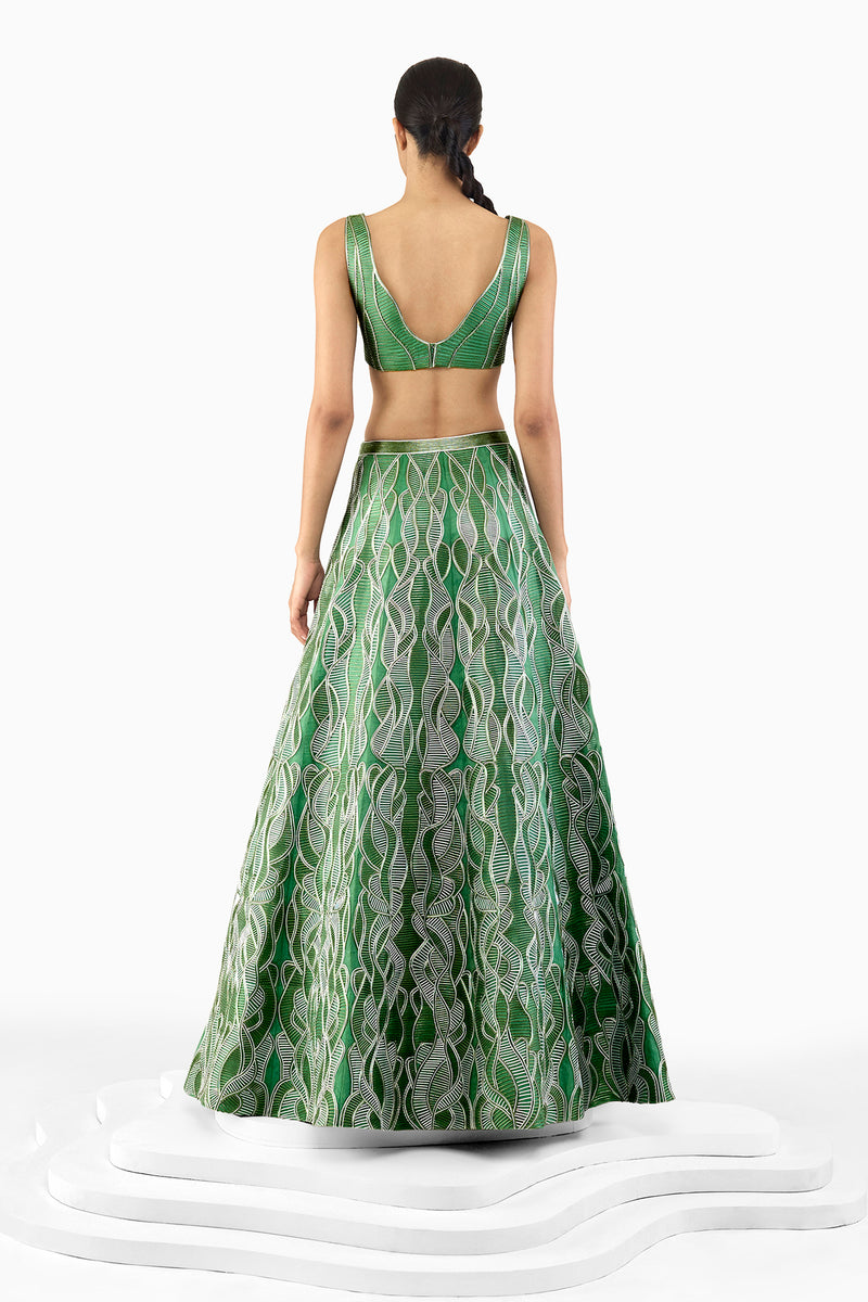 GREEN ALIEN LACE LEHENGA – Rimzim Dadu