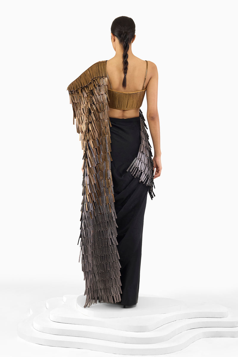 METALLIC FRINGE OMBRE SAREE – Rimzim Dadu